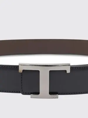 TOD'S Leather Belt With Monogram Buckle - Blue