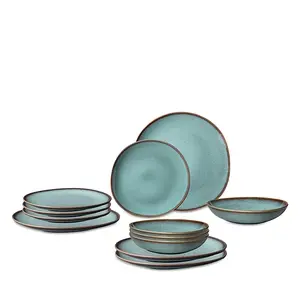 VILLEROY & BOCH Lave Glace 12 Piece Dinnerware Set, Service For 4 - Blue/green