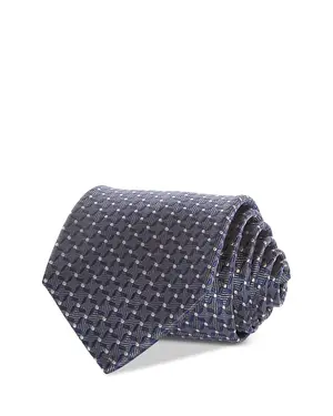 Bloomingdale'S Geometric Print Silk Tie - Grey
