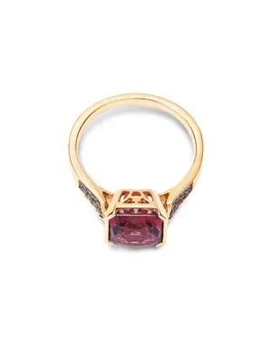 Bloomingdale'S 14k Yellow Rhodolite And Brown Diamond Ring