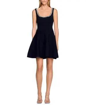 Sandro Nelya Embellished Knit Mini Dress