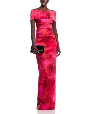 Rickie Freeman For Teri Jon Off The Shoulder Floral Gown