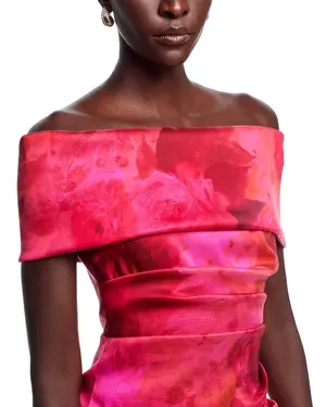 Rickie Freeman For Teri Jon Off The Shoulder Floral Gown