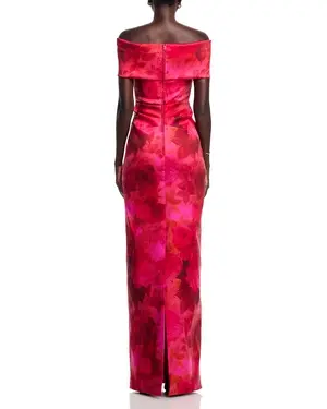Rickie Freeman For Teri Jon Off The Shoulder Floral Gown