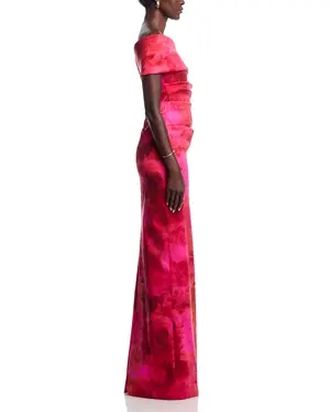 Rickie Freeman For Teri Jon Off The Shoulder Floral Gown