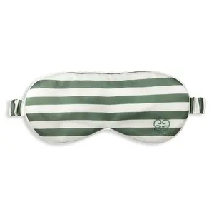 Gingerlily Striped Silk Eye Mask With Pouch - Green Ivory Stripe