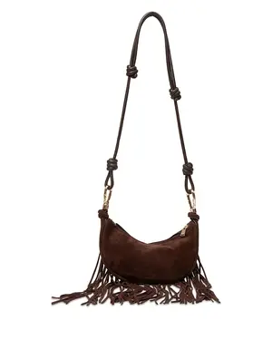 Simkhai Avery Fringe Suede Shoulder Bag - Cacao