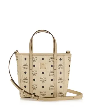 Mcm Toni Mini Visetos Shopper Tote - Beige/blanc