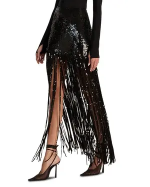 Alice + Olivia Kendra Sequinned Fringe Skirt