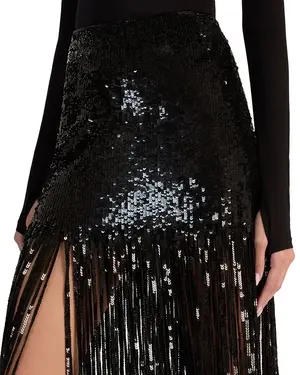 Alice + Olivia Kendra Sequinned Fringe Skirt