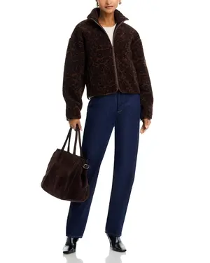 Rag & Bone Sun Sherpa Zip Up Jacket - Leopard