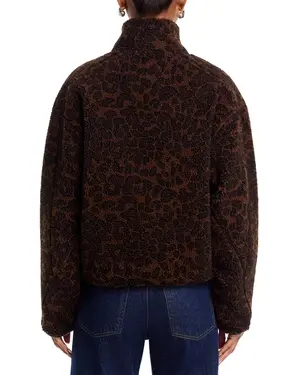 Rag & Bone Sun Sherpa Zip Up Jacket - Leopard