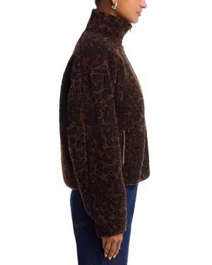 Rag & Bone Sun Sherpa Zip Up Jacket - Leopard
