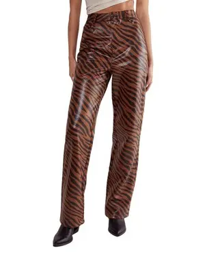 Nasty Gal Zebra Print Straight Leg Pants