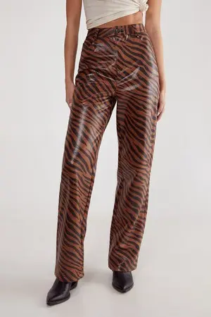 Nasty Gal Zebra Print High-waisted Straight Leg Trousers