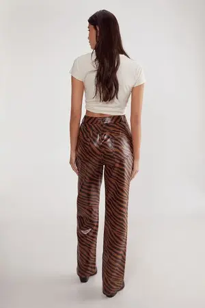 Nasty Gal Zebra Print High-waisted Straight Leg Trousers
