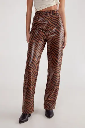 Nasty Gal Zebra Print High-waisted Straight Leg Trousers