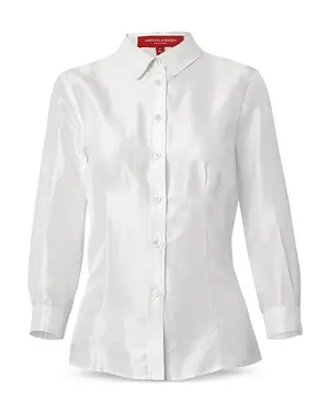Carolina Herrera Silk Taffeta Collared Shirt