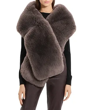 Theory Faux Fur Stole - Grey