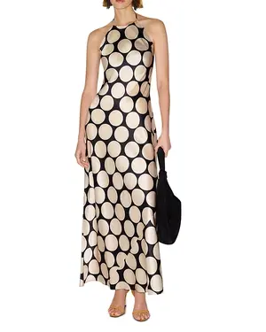 REFORMATION Halterneck Maxi Dress - Full Moon Dot