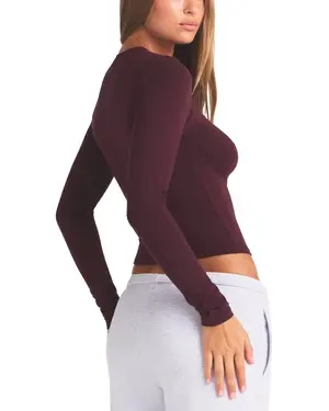 SKIMS Jersey Long Sleeve Tee - Currant