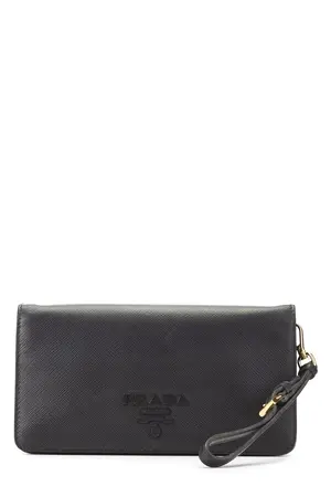 Prada Saffiano Wallet On Chain - Black