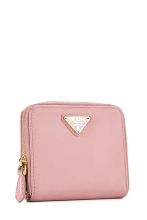 Prada Saffiano Zip Around Compact Wallet - Pink