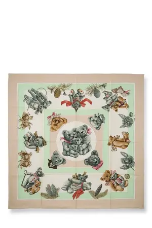 Hermès Multicolor 'confidents Des Coeurs' Silk Scarf 90 - Beige