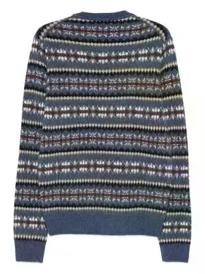 FERRANTE Patterned Crew-neck Sweater - Blue