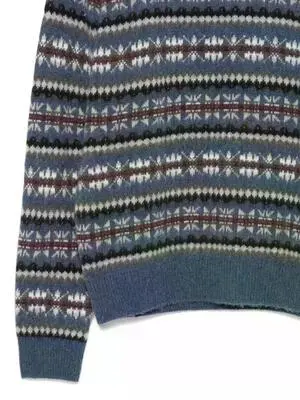 FERRANTE Patterned Crew-neck Sweater - Blue