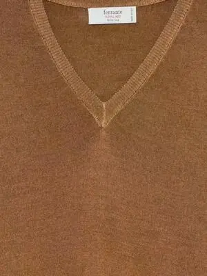 FERRANTE V-neck Long Sleeve Sweater - Brown
