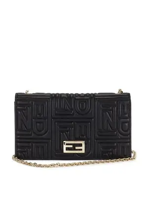 Fendi Embossed Wallet On Chain - Black