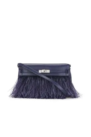 Hermès Kelly Chevre & Ostrich Elan Foile Handbag - Bleu Saphir