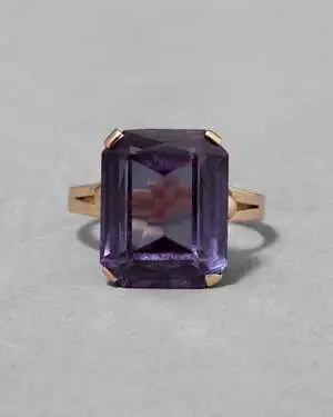 Alexis Bittar Vintage 1940s Amethyst Cocktail Ring - Gold