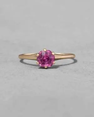 Alexis Bittar Vintage 1950s Prong Set Ruby Ring - Gold