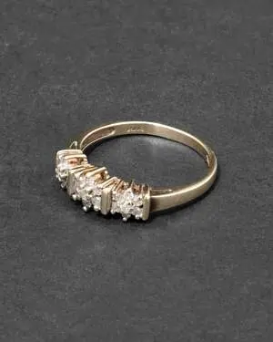 Alexis Bittar Vintage 1950s 10k Diamond Floret Band Ring