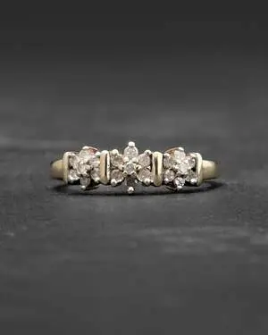 Alexis Bittar Vintage 1950s 10k Diamond Floret Band Ring