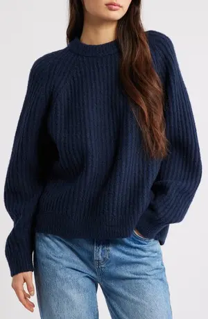 Madewell Ribbed Cotton-blend Pullover Sweater - Deep Indigo