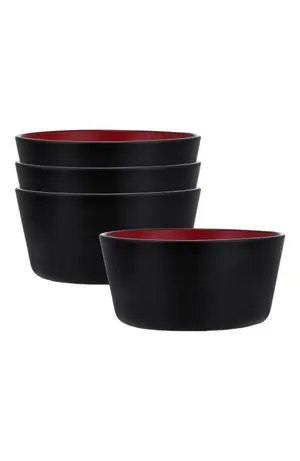 STONE + LAIN Albie Stoneware 4-piece Bowl Set - Red And Black