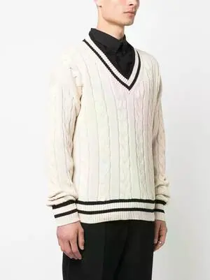 Aspesi Stripe-detail Cable-knit Jumper