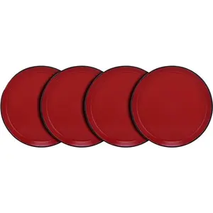 STONE + LAIN Albie Stoneware 4-piece Salad Plate Set - Red And Black