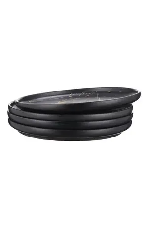 STONE + LAIN Zora Porcelain 4-piece Salad Plate Set - Black