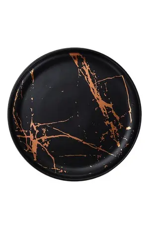STONE + LAIN Zora Porcelain 4-piece Salad Plate Set - Black