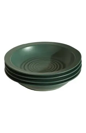 STONE + LAIN Orbit Stoneware 12-piece Dinnerware Set With Pasta Bowls - Green