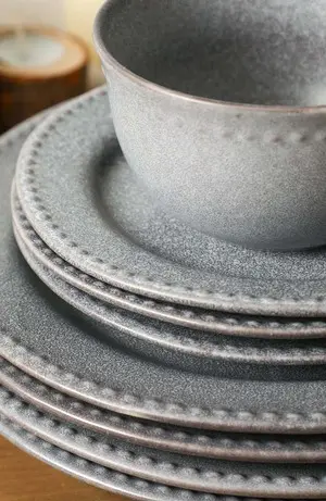 STONE + LAIN Comet Stoneware 12-piece Dinnerware Set - Grey