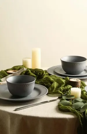 STONE + LAIN Comet Stoneware 12-piece Dinnerware Set - Grey