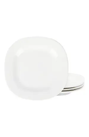 STONE + LAIN Quadro Porcelain 4-piece Salad Plate Set - White