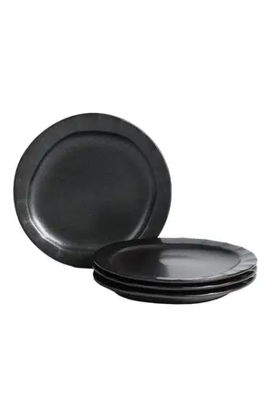 STONE + LAIN Oasis Stoneware 4-piece Salad Plate Set - Black