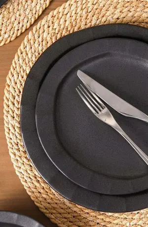 STONE + LAIN Oasis Stoneware 4-piece Salad Plate Set - Black