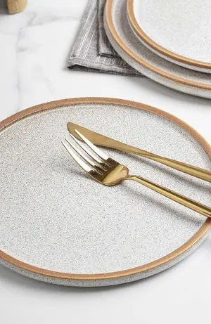 STONE + LAIN Vince Stoneware 4-piece Salad Plate Set - Brown